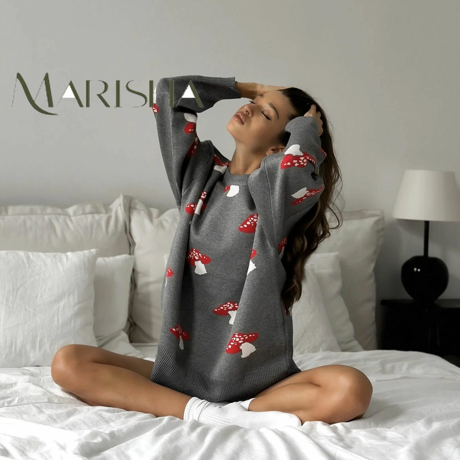 Reserved Свитер оверсайз удлиненный с принтом