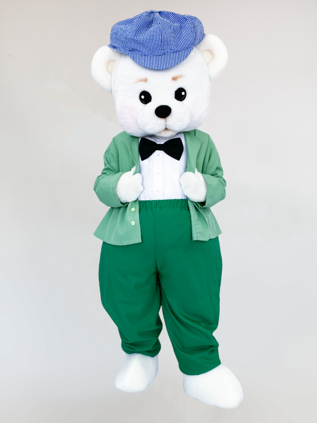 Ростовая кукла Мишка Топтыгин белый в костюме Джон р. 44-52, Карнавальный костюм