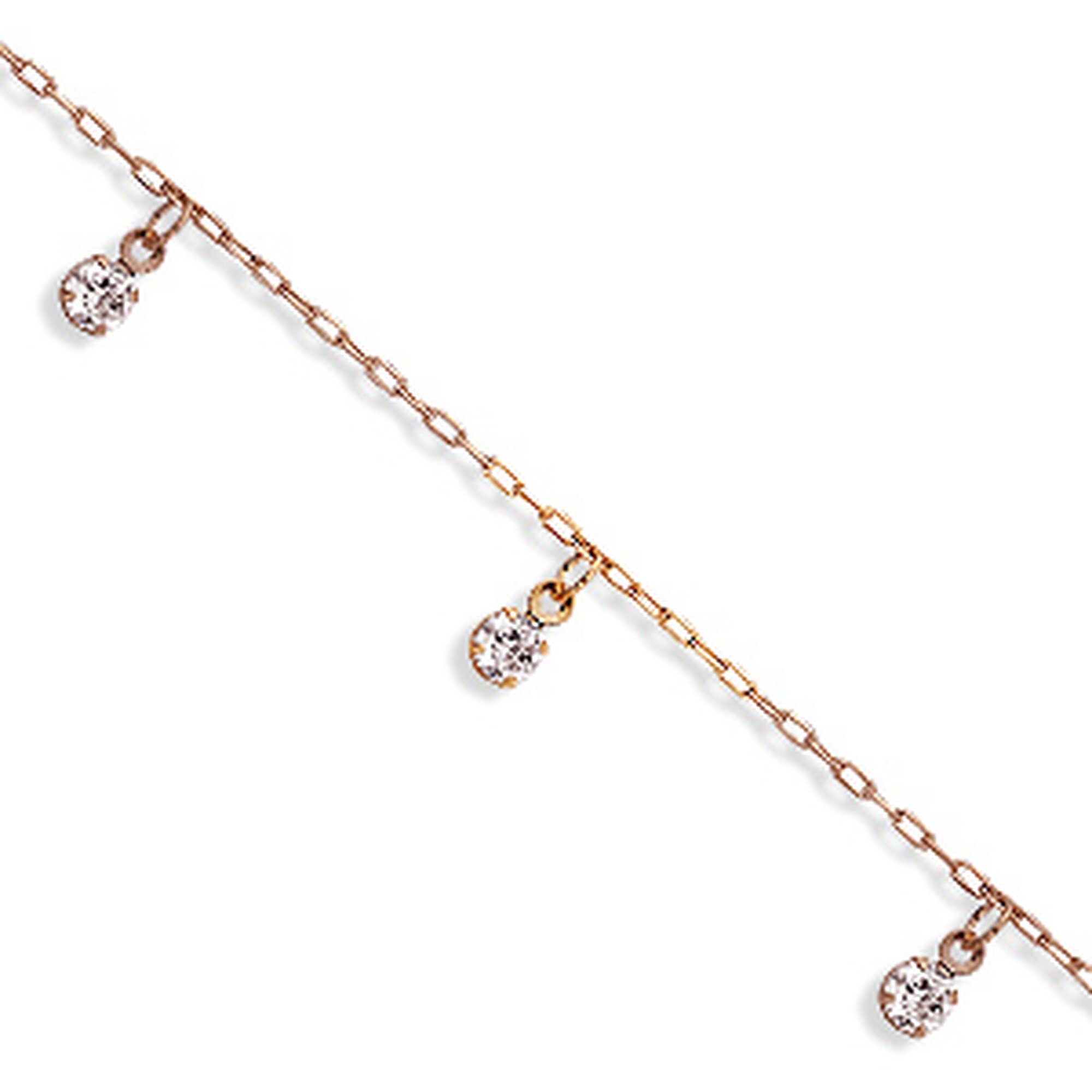 Браслет, красное золото, 585 проба, фианит