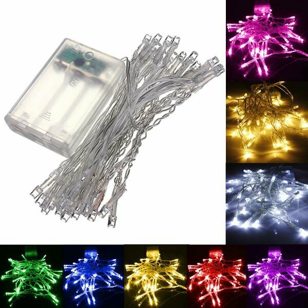 Гирлянда Нить, 3м, красное свечение, прозрачный провод, IP20, на батарейках 3АА