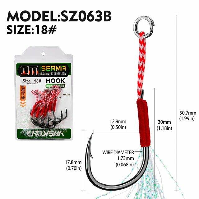 PRO BEROS Ассист крючки для нахлыста 11#-20#, 10 шт size18-black