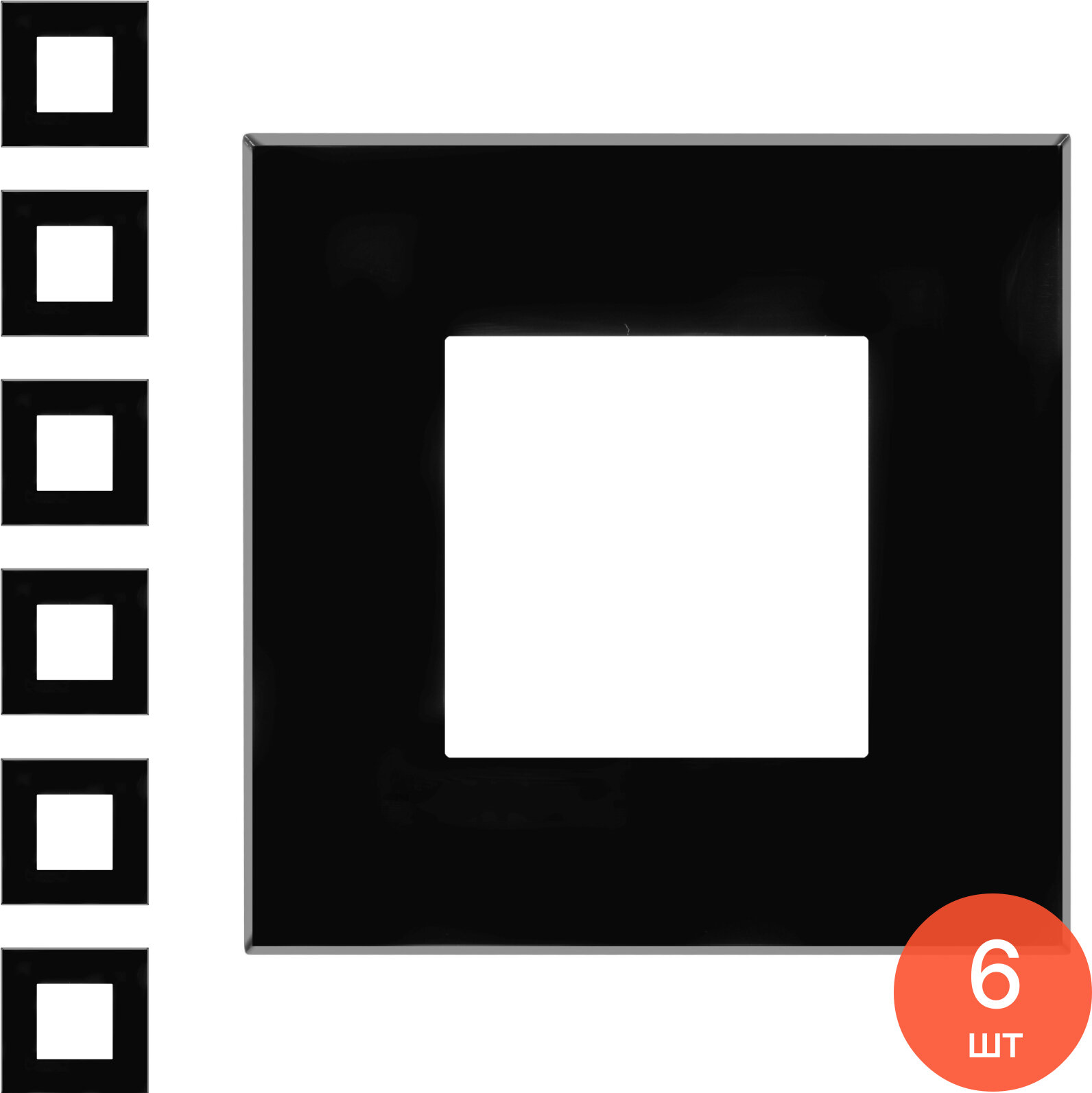 Рамка электроустановочная DKC / ДКС Avanti, 4402902, черный, 1 пост / для розеток и выключателей (комплект из 6 шт)
