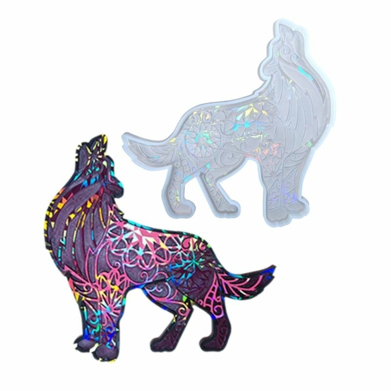 (1 шт.) Голографическая силиконовая форма для настенной наклейки "Крутой волк" - прозрачная