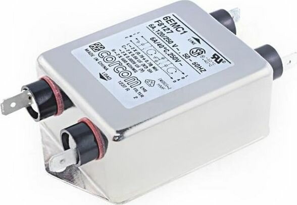 Фильтр TE Connectivity 6EMC1 помехоподавляющий, 250ВAC, 0,43мА, Полюсы 2, 1 шт