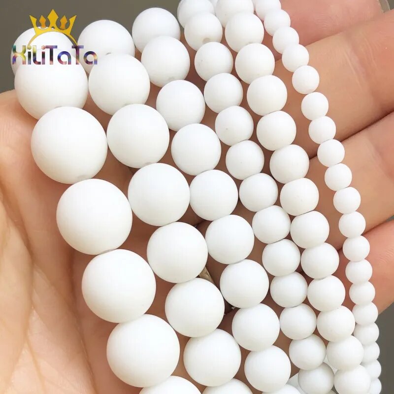 Белые матовые бусины из агата 4-12 мм Xilitata