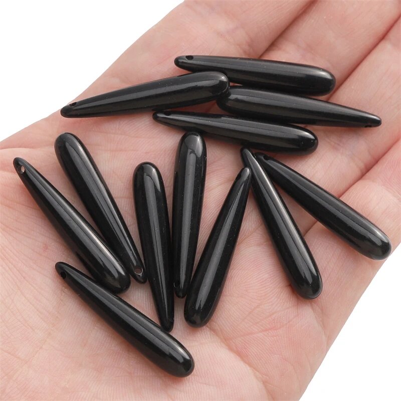 Имитация смолы, нефритовые бусины, длинные бусины-капли, 5 шт. Черный, 02 Black