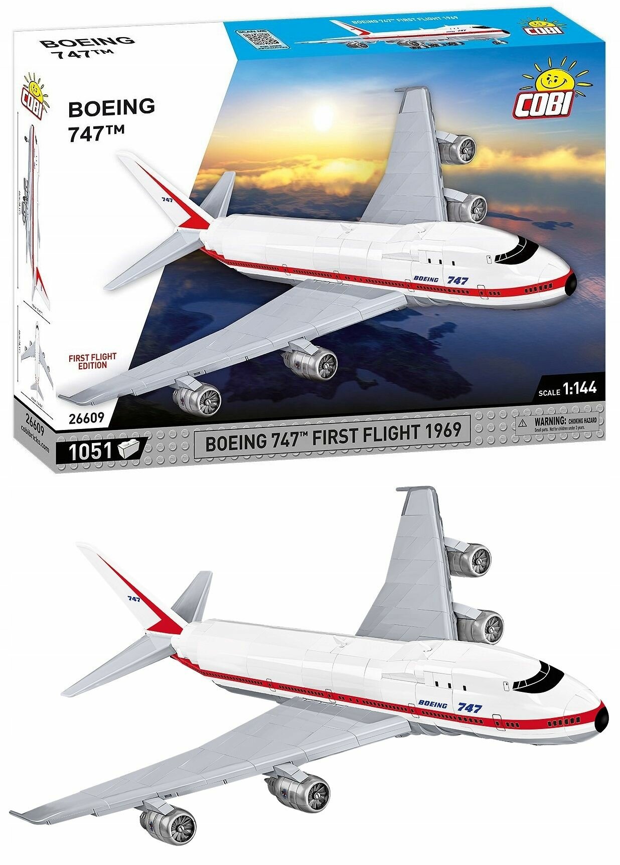 Конструктор пластиковый Cobi Boeing 747 First Flight 1969 - Боинг 747 - 1051эл. - Коби 26609