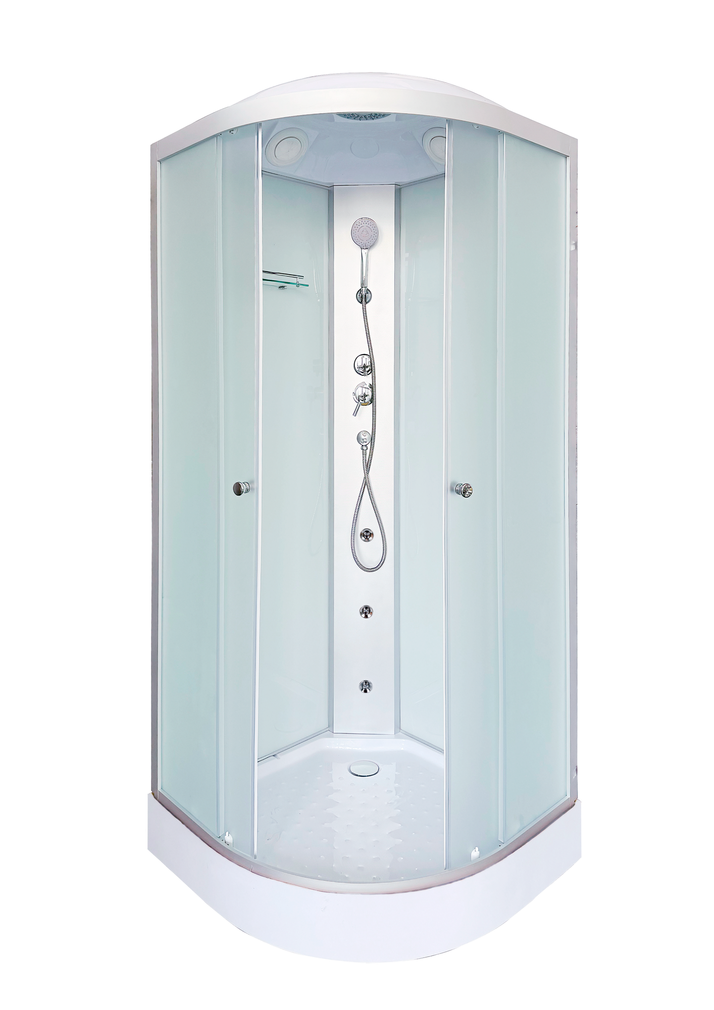 Душевая кабина DTO с крышей, низкий поддон и гидромассажем, матовое стекло, 100х100х215 см, серия LM