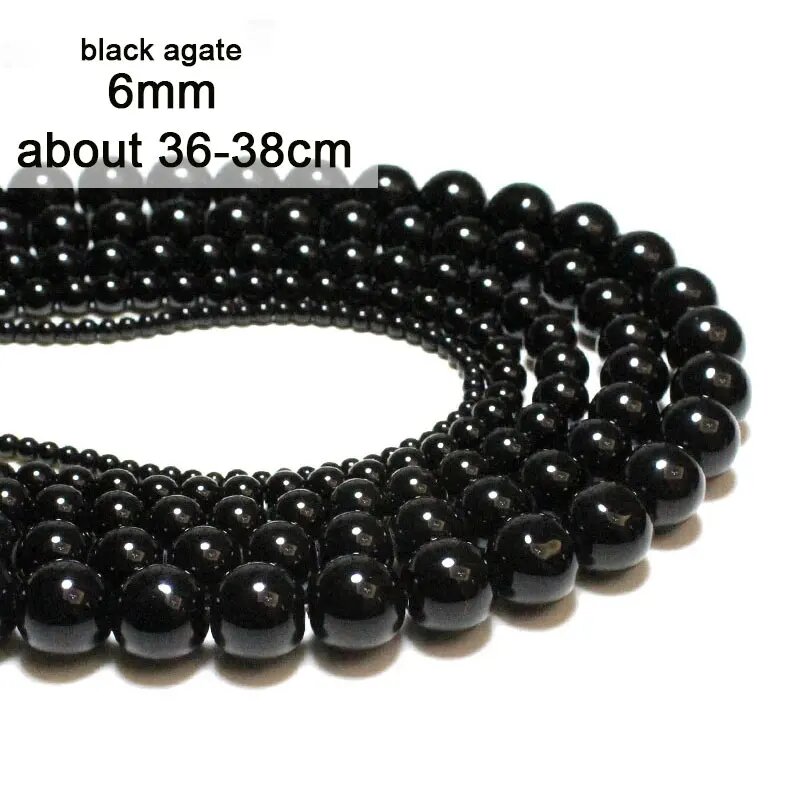 Натуральные бусины LUOMAN XIARI: черный камень, агат, оникс, турмалин, разные 6mm round agate