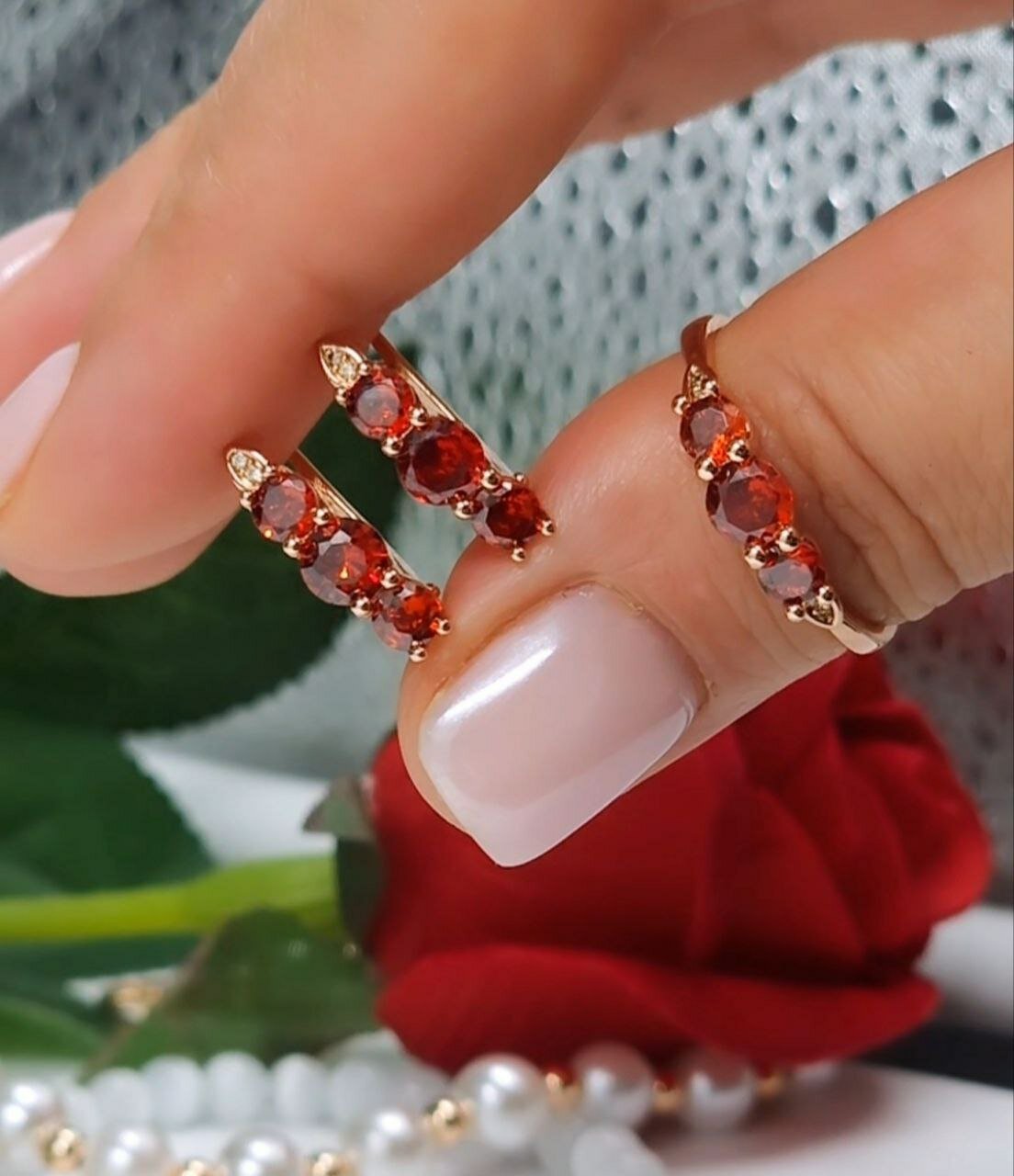 Комплект бижутерии, фианит