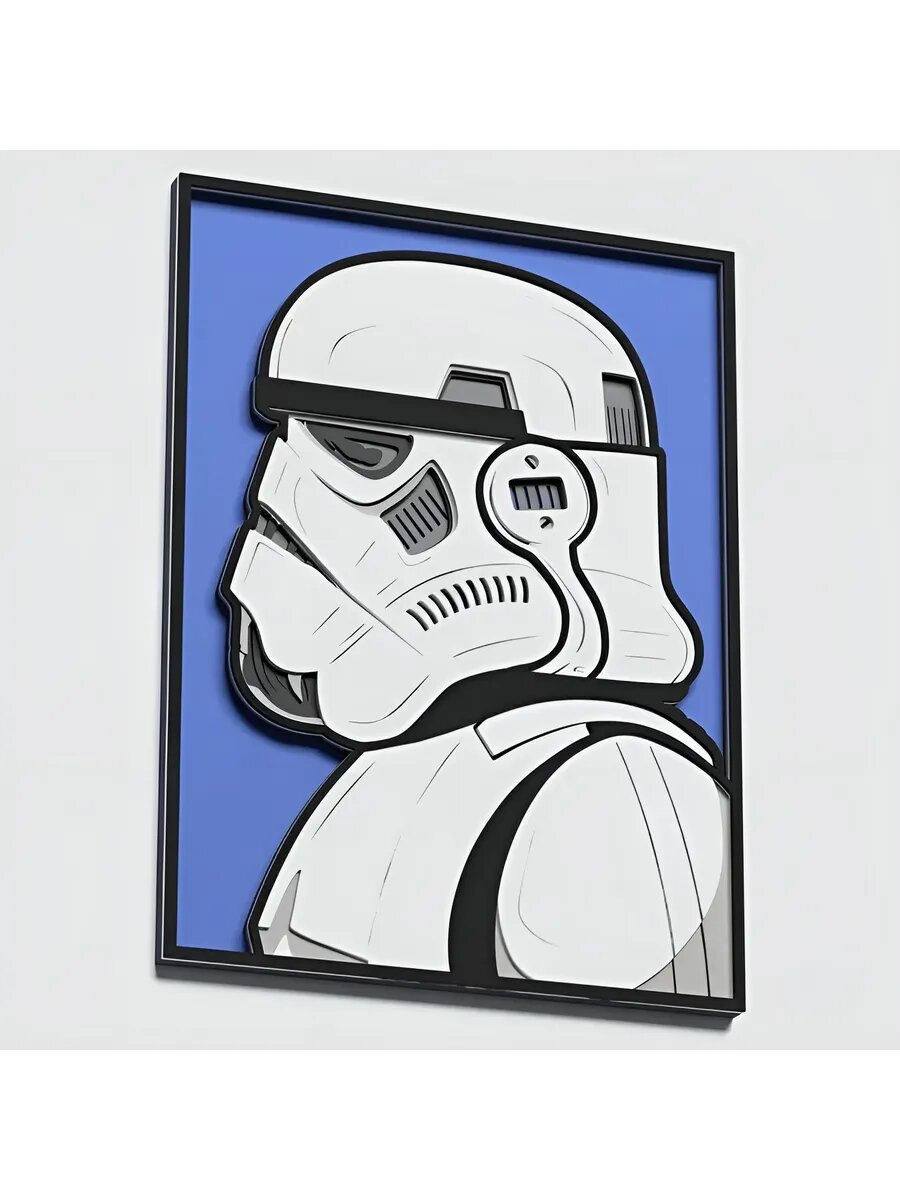 3D Картина по номерам из дерева Профиль штурмовика, 23x30 см