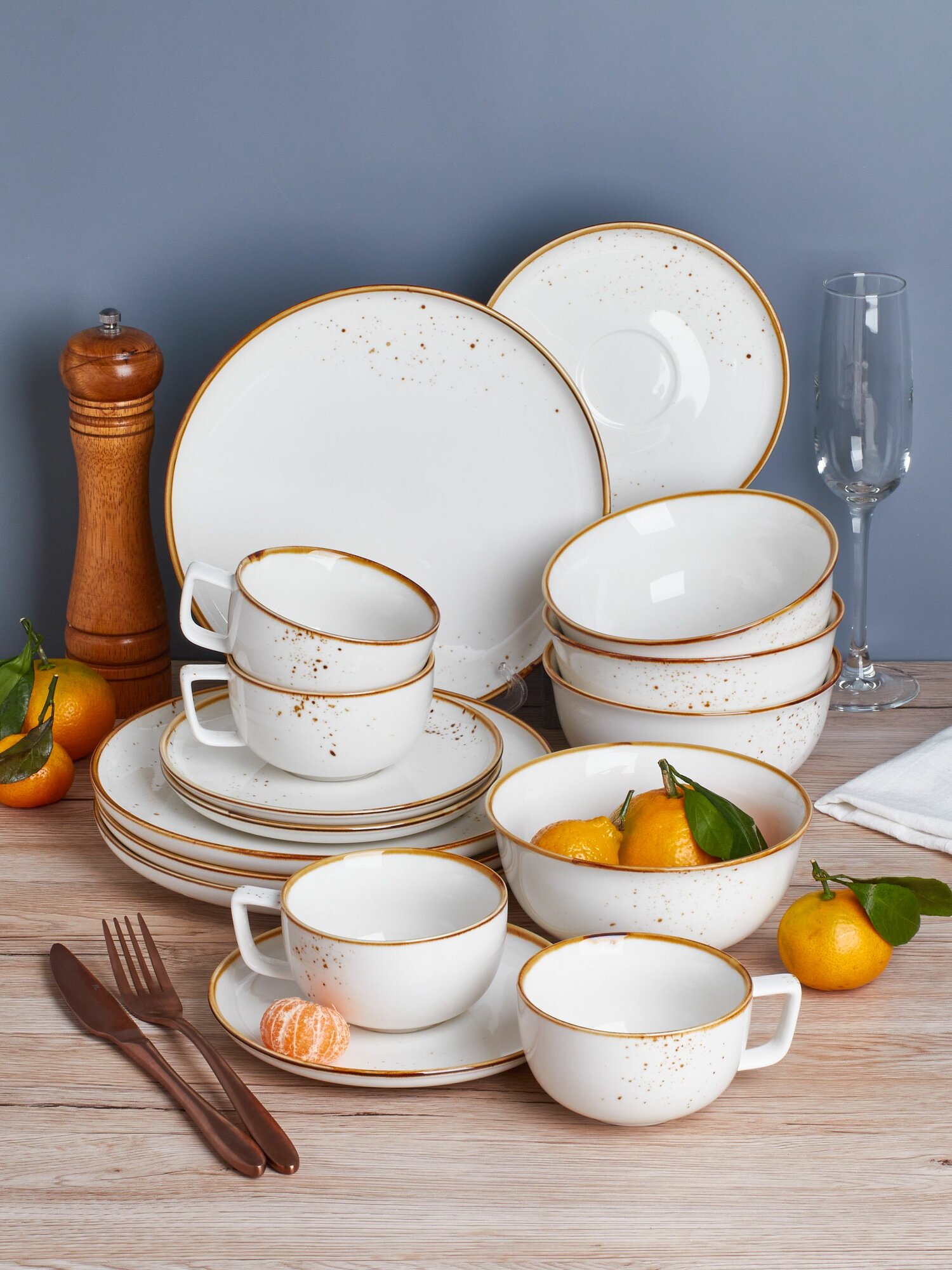 Сервиз столовый фарфоровый P. L. Proff Cuisine на 4 персоны, набор посуды для сервировки и подачи серии Elegance The Sun, 12 предметов