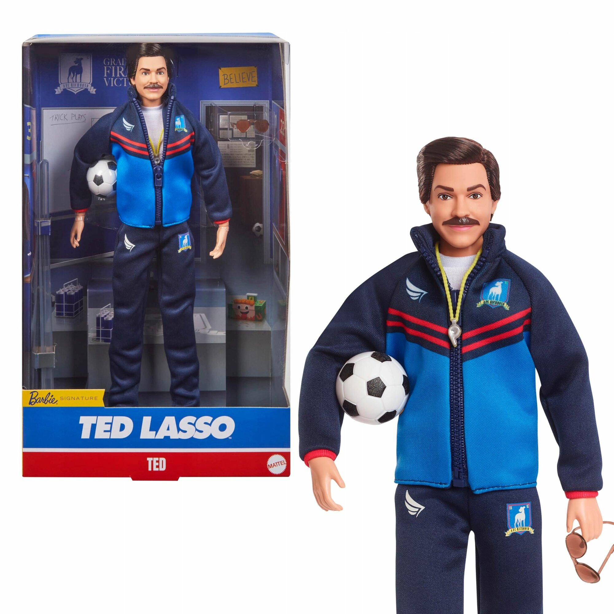 Кукла Mattel Barbie - Коллекционная кукла Тед Лассо (SIOC) в культовом синем спортивном костюме - Барби HJW91