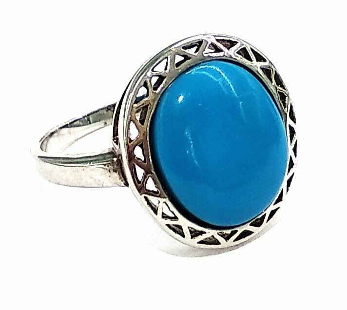 Перстень, серебро, 925 проба, родирование, бирюза