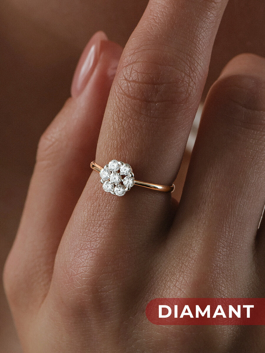 Кольцо, красное золото, 585 проба, фианит