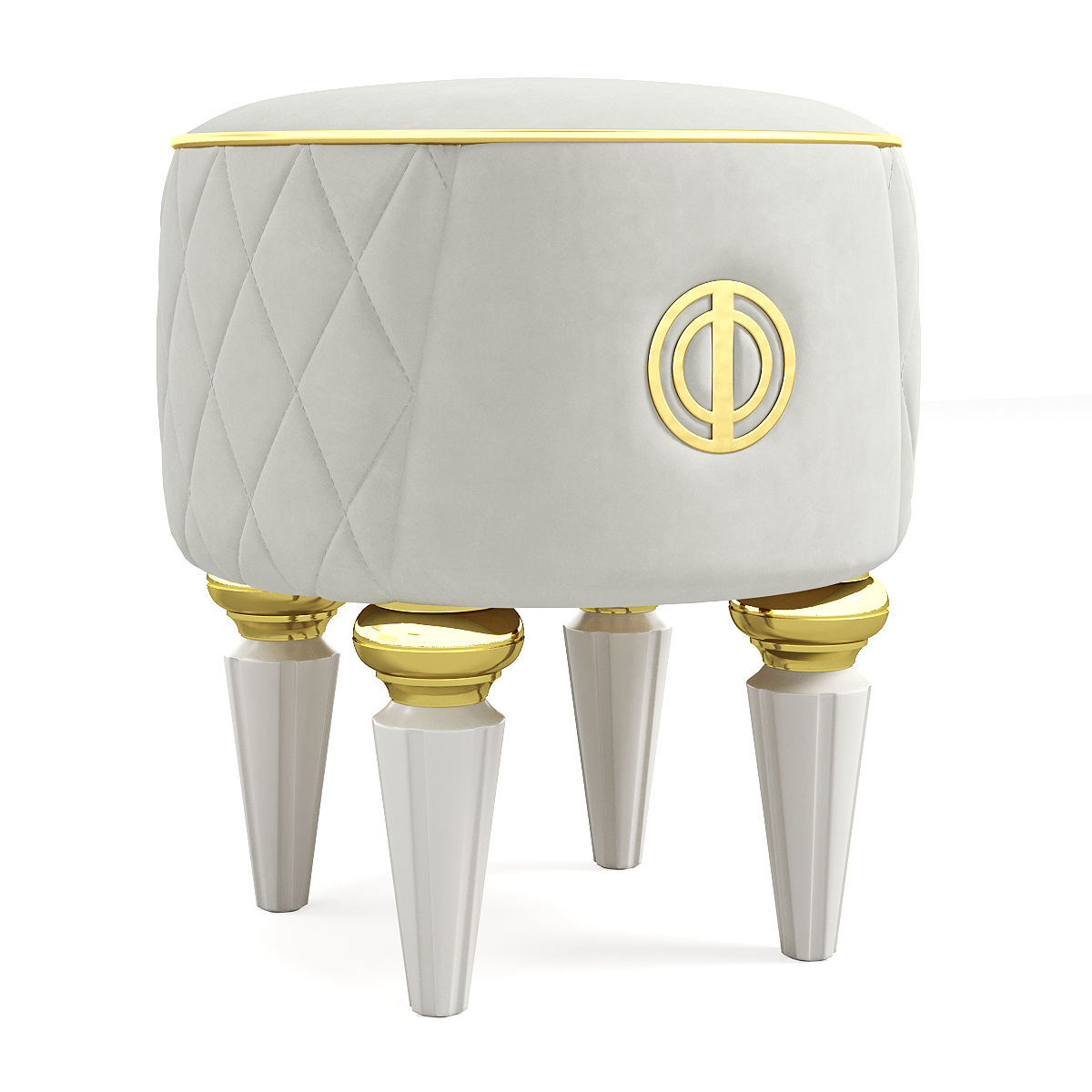 Пуфик Византия Круглый на Высоких ножках Велюр светло-бежевый / ножки - слоновая кость Djivani