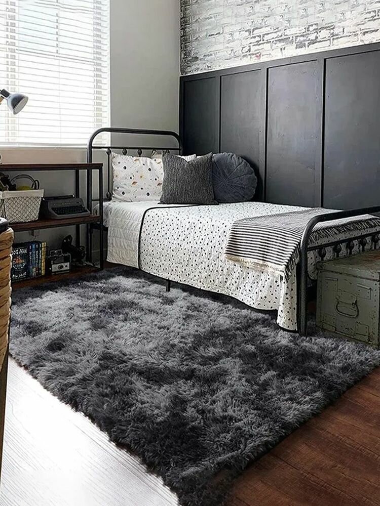 Ковер на полу размером 200x250 см можно использовать в спальнях гостиных детских комнатах черное плюшевый мягкий и удобный