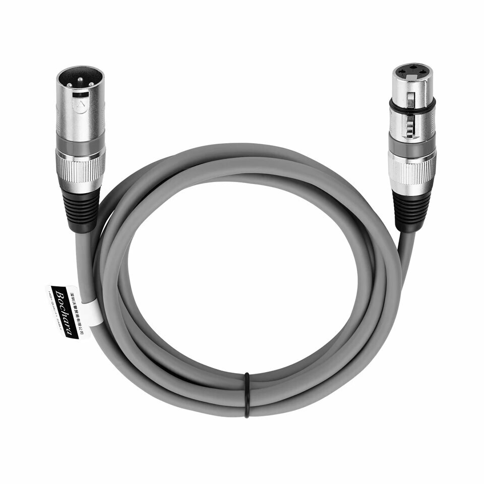 Bochara цветной XLR кабель 3Pin Grey Colour, 1 м