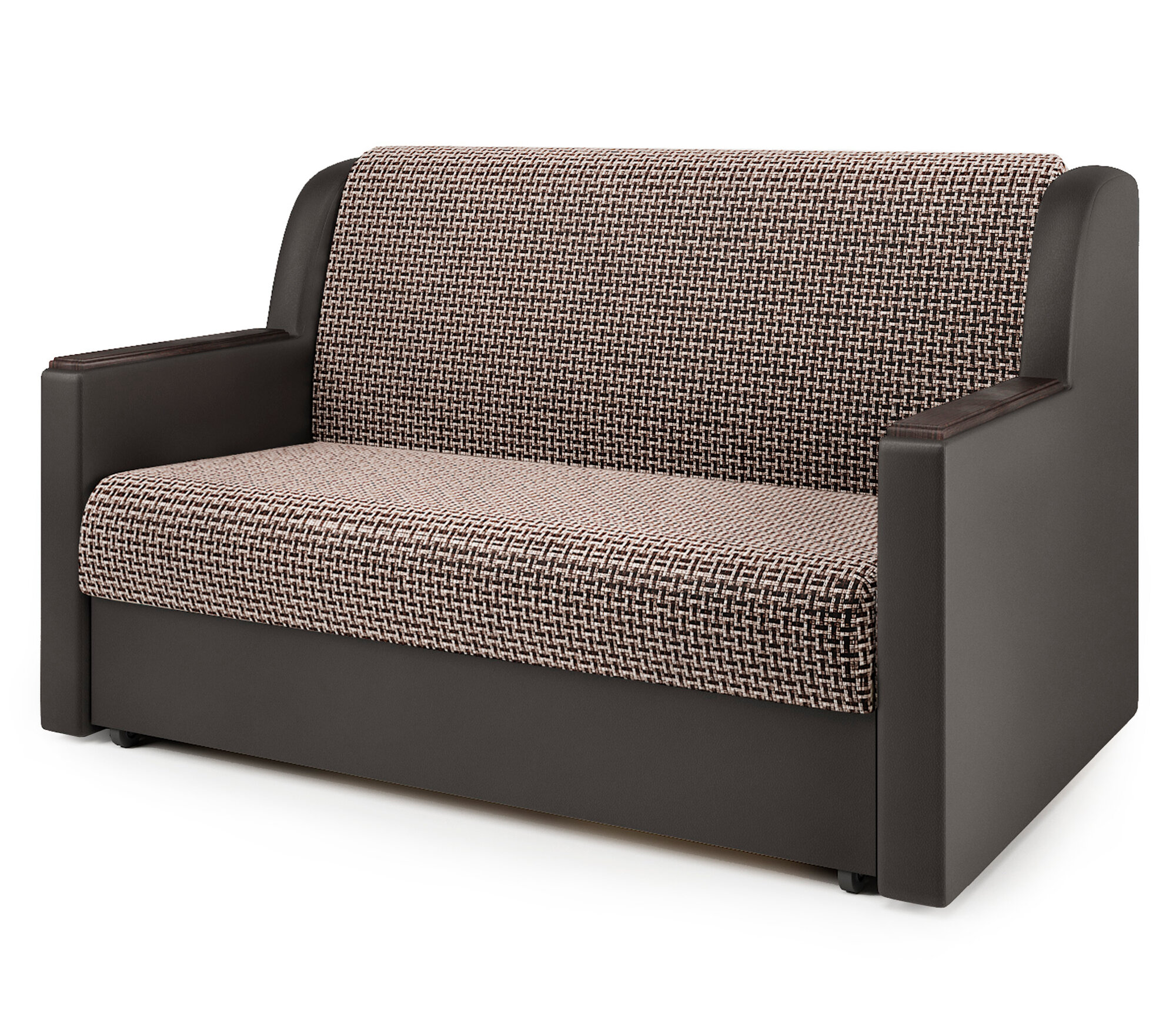 Диван-кровать Шарм-Дизайн Аккорд Д 100х194 см, диван раскладной, аккордеон, прямой, Корфу коричневый и экокожа шоколад