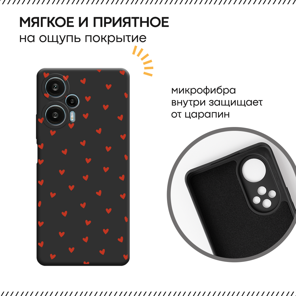 Чехол на Xiaomi Redmi Note 12 Turbo/Poco F5 / Сяоми Редми Ноут 12 Турбо/Поко Ф5 с принтом "Red hearts"