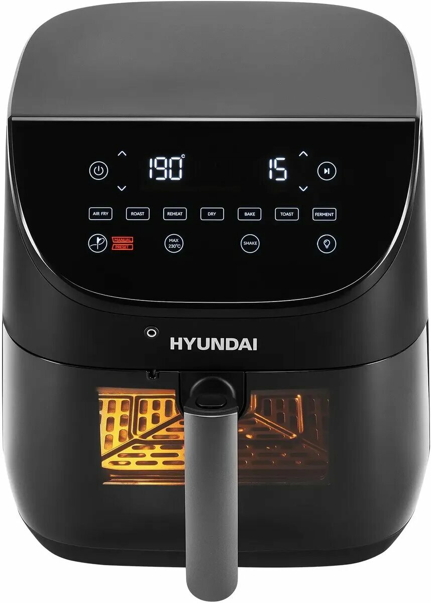 Аэрогриль Hyundai HYF-9090, электронное управление, ТЭН, регулировка температуры, 6,5 л