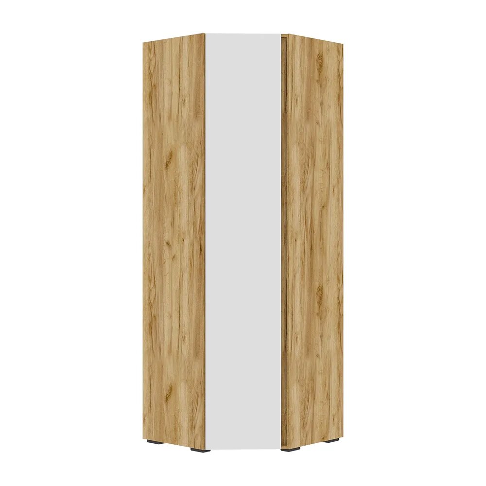 Шкаф угловой «Хелен» ШК 04 модульный, белый/дуб крафт золото (750х750х2100)