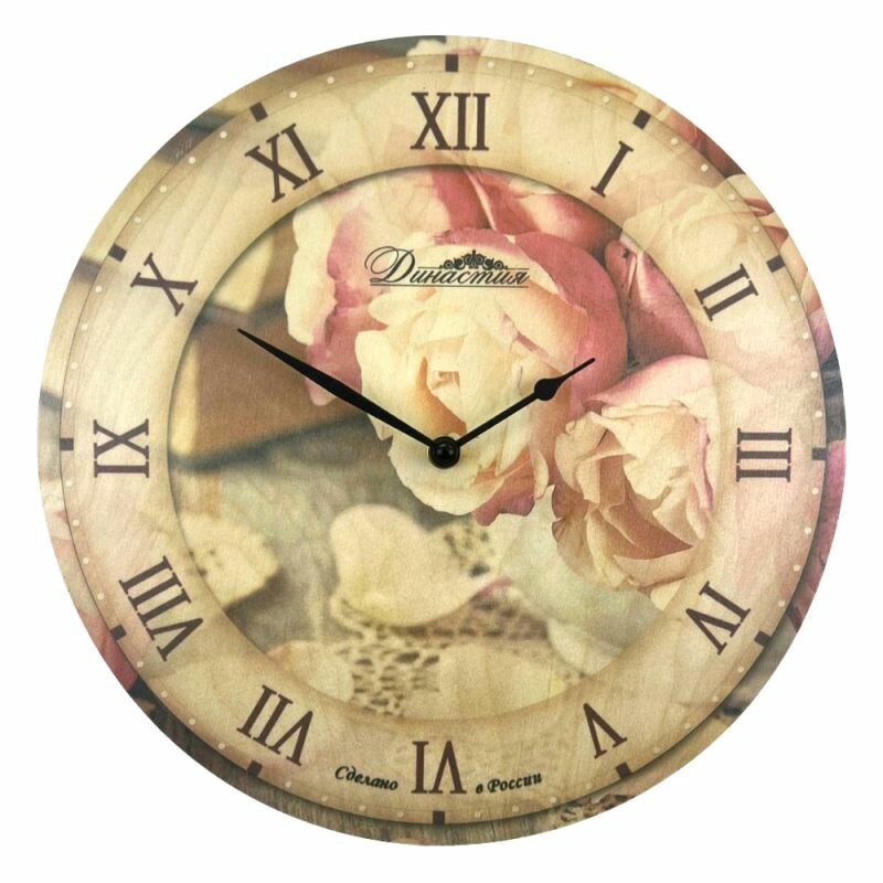 Настенные часы Династия из дерева Династия Настенные часы из дерева 02-033 "Розы" с немецким механизмом