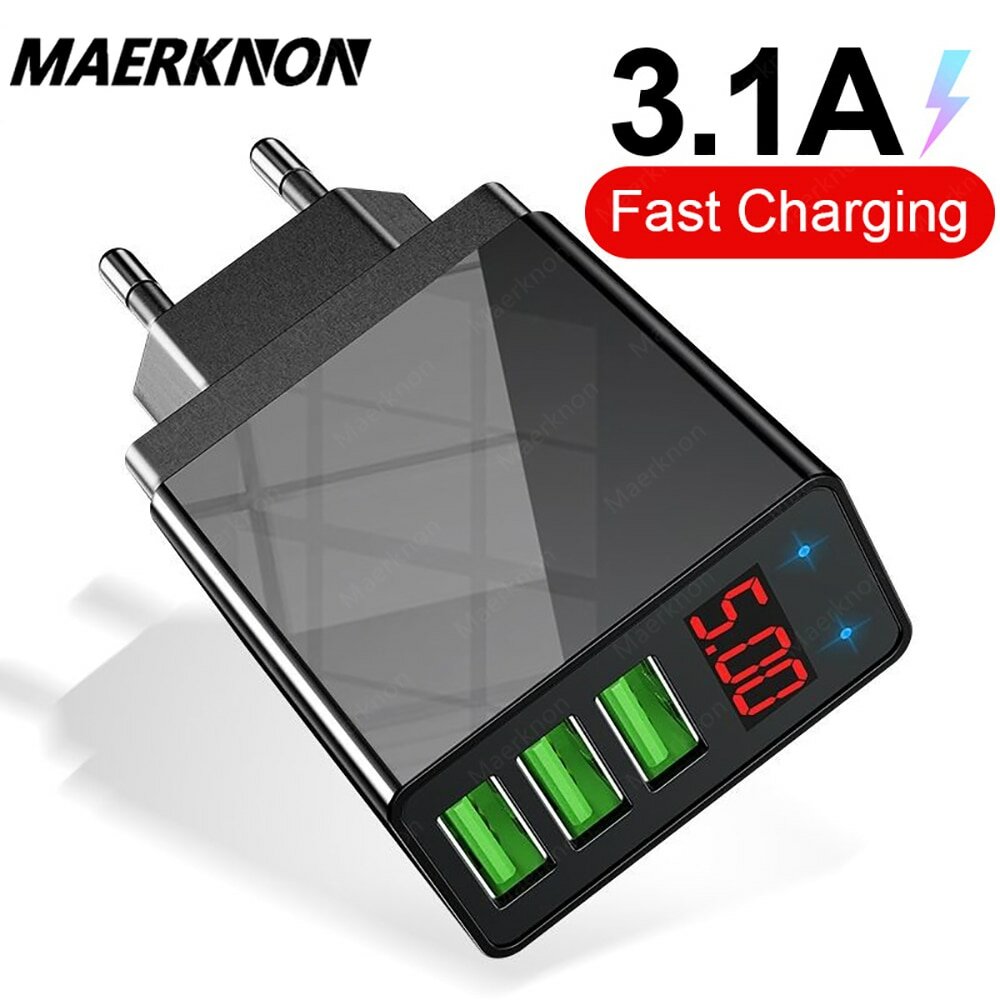 3A USB зарядное устройство мобильный телефон адаптер с цифровым дисплеем быстрая зарядка 3.0 для iPhone 13 12 Pro Max Xiaomi быстрая зарядка зарядное устройство