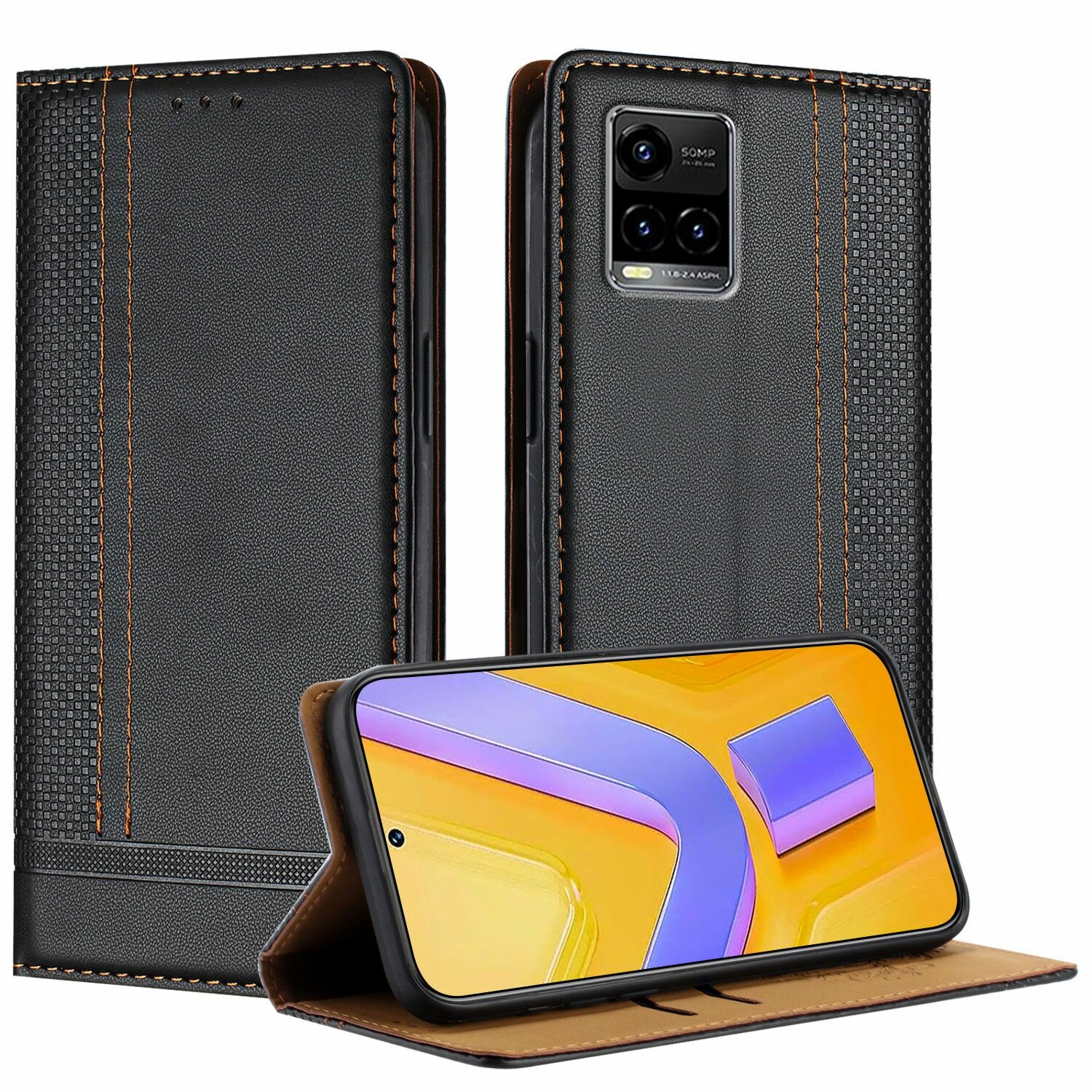 Чехол для Vivo Y21 / Y21S / Y33S Стильный кожаный чехол Флип-топ Магнитное закрытие