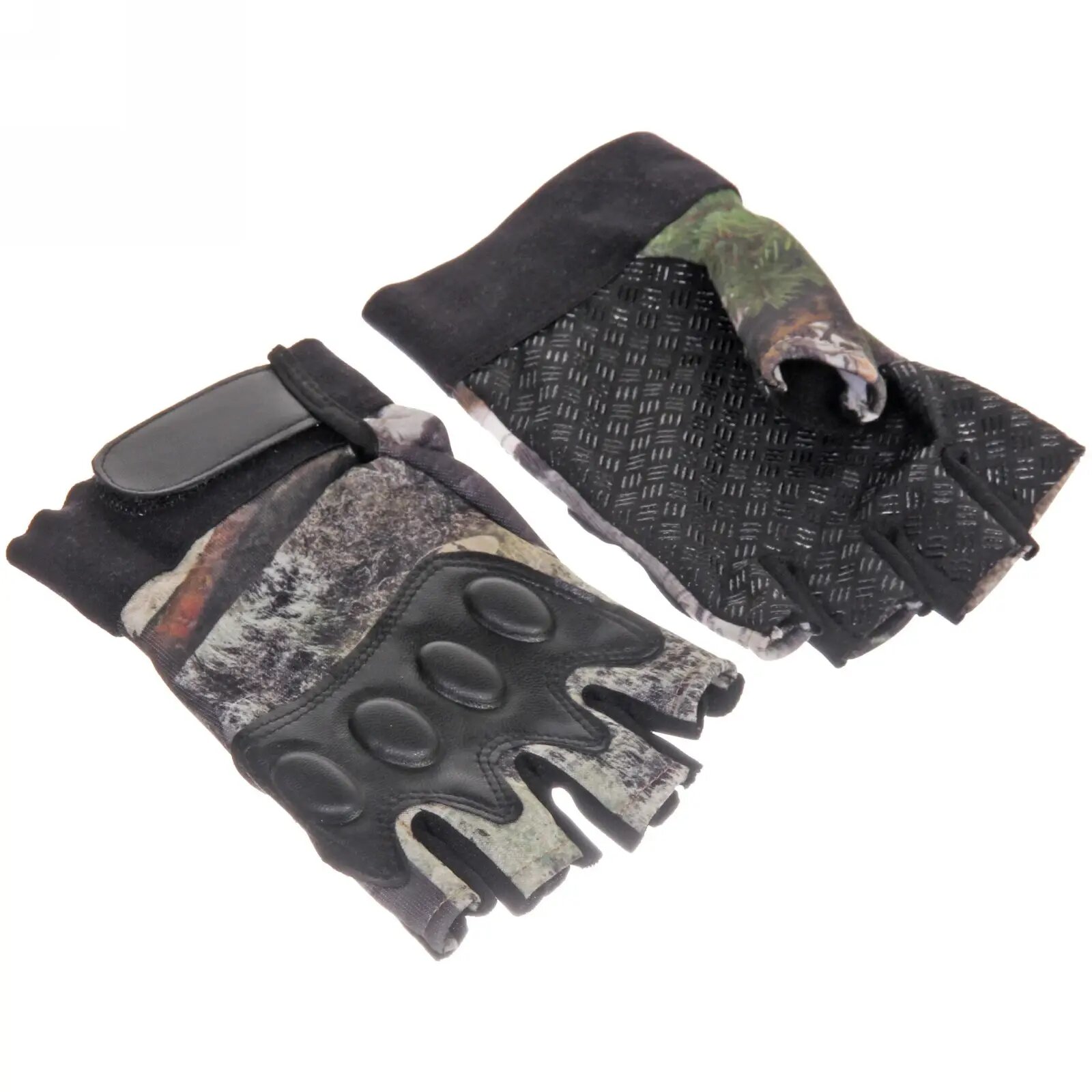 Перчатки туристические без пальцев KF56, камуфляж, полиэстер, удобство и защита