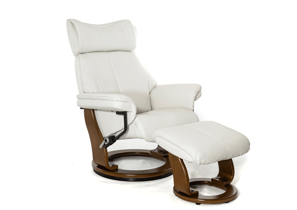 Кресло реклайнер FALTO Piabora (оттоманка, натуральная кожа, белый)