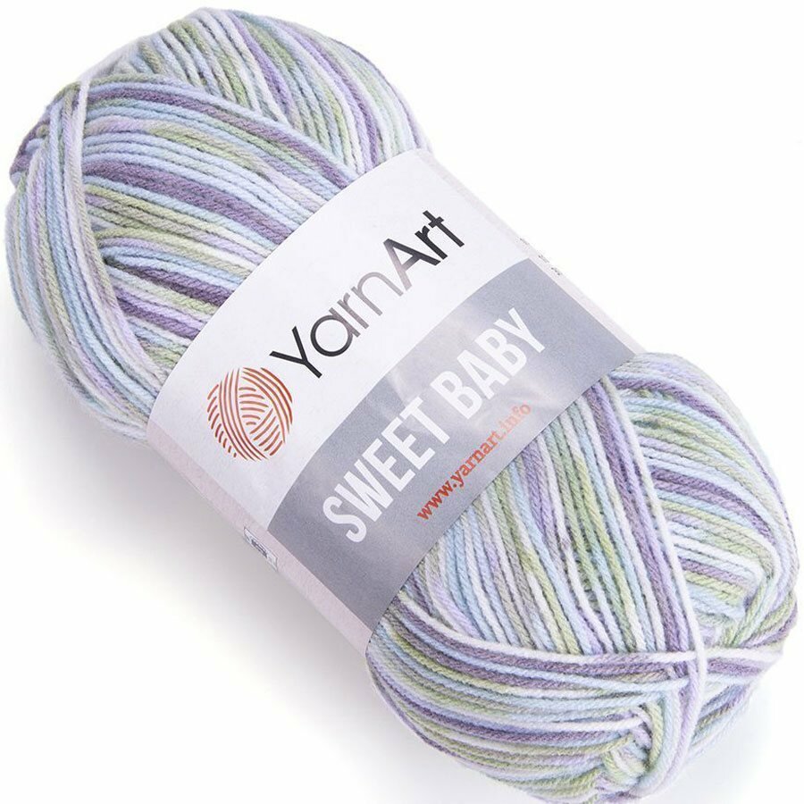 Пряжа Yarnart SWEET BABY 912 тал. вода/бел принт (1 моток)