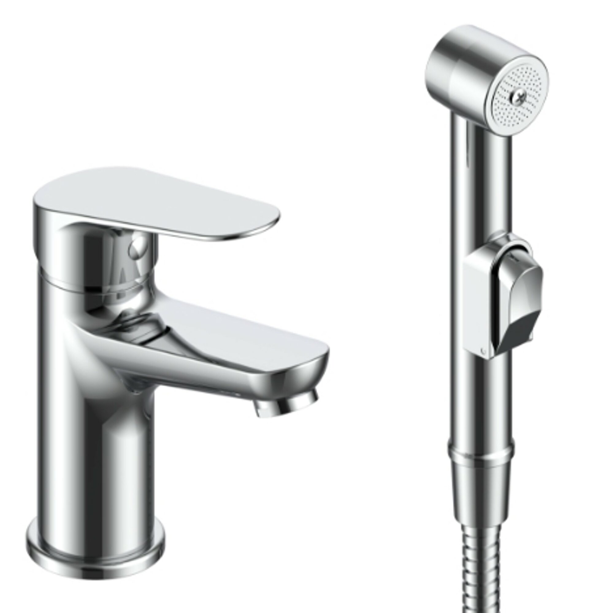 ESKO. Смеситель для раковины с гигиеническим душем / смеситель с гигиенической лейкой Kazan KZ27H, хромированный