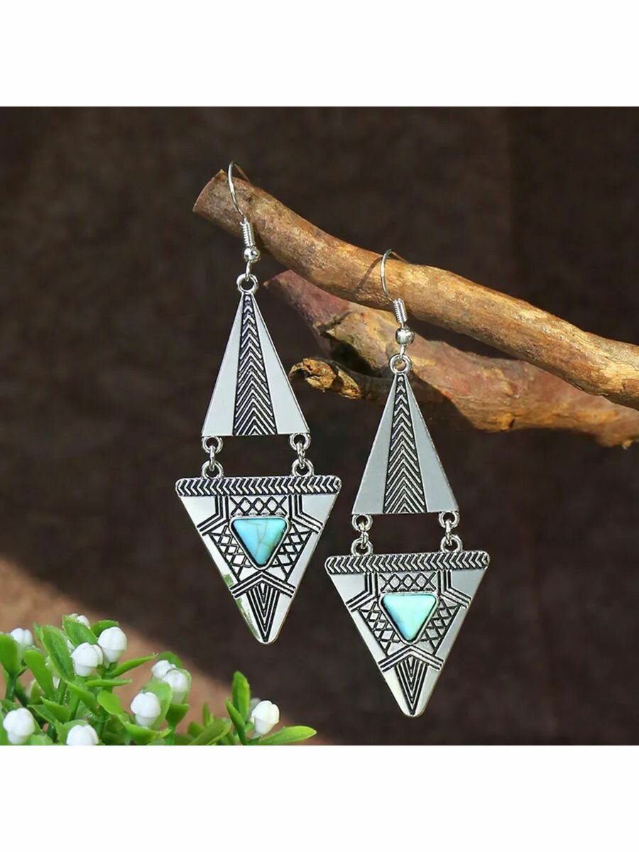 Серьги, бирюза синтетическая, эмаль