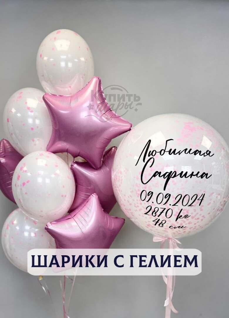 Воздушные шары с гелием, шарики воздушные на выписку для девочек №1737