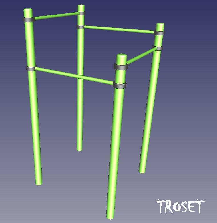 Турник квадрат TROSET 05-89 уличный с регулировкой высоты на хомутах бетонируемый