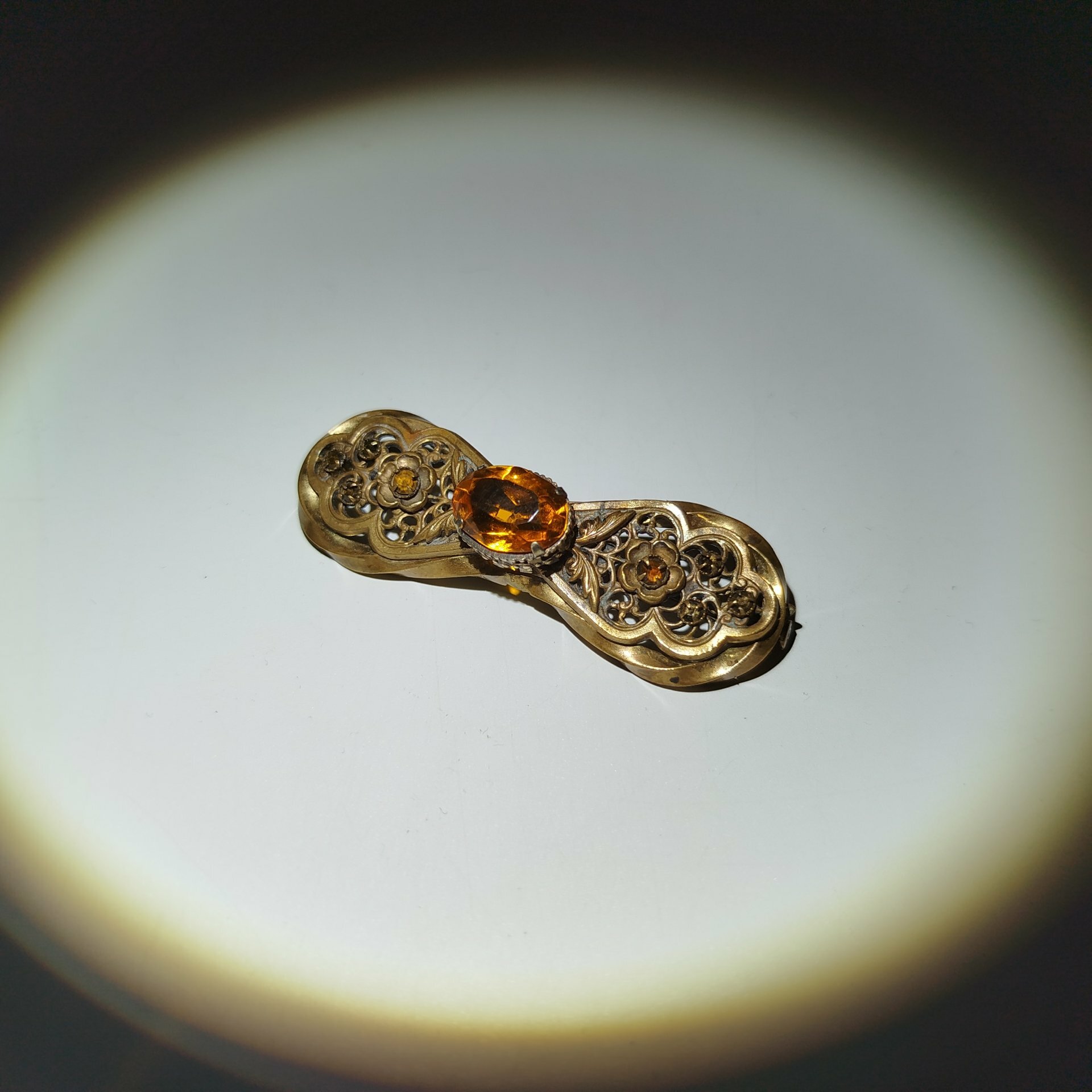 Брошь винтажная, металл, стекло, Чехословакия, 1950-1960 гг.