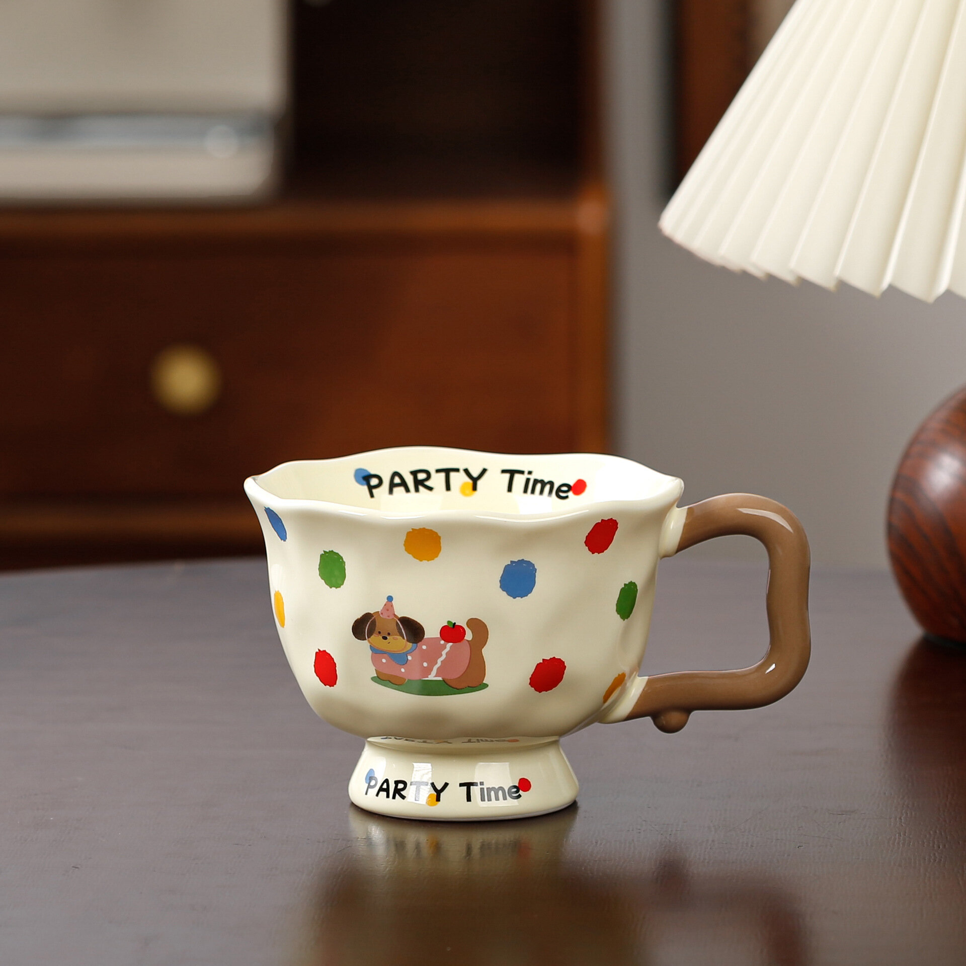 Милая кружка в горошек для домашних животных, дорогая, милая, керамическая, женская, офисная, кофейная, завтрак, молочная чашка, сувенир