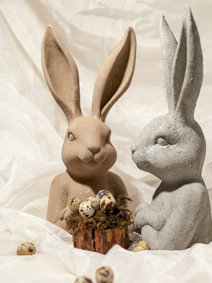 Статуэтка интерьерная Зайка бежевый 40 см