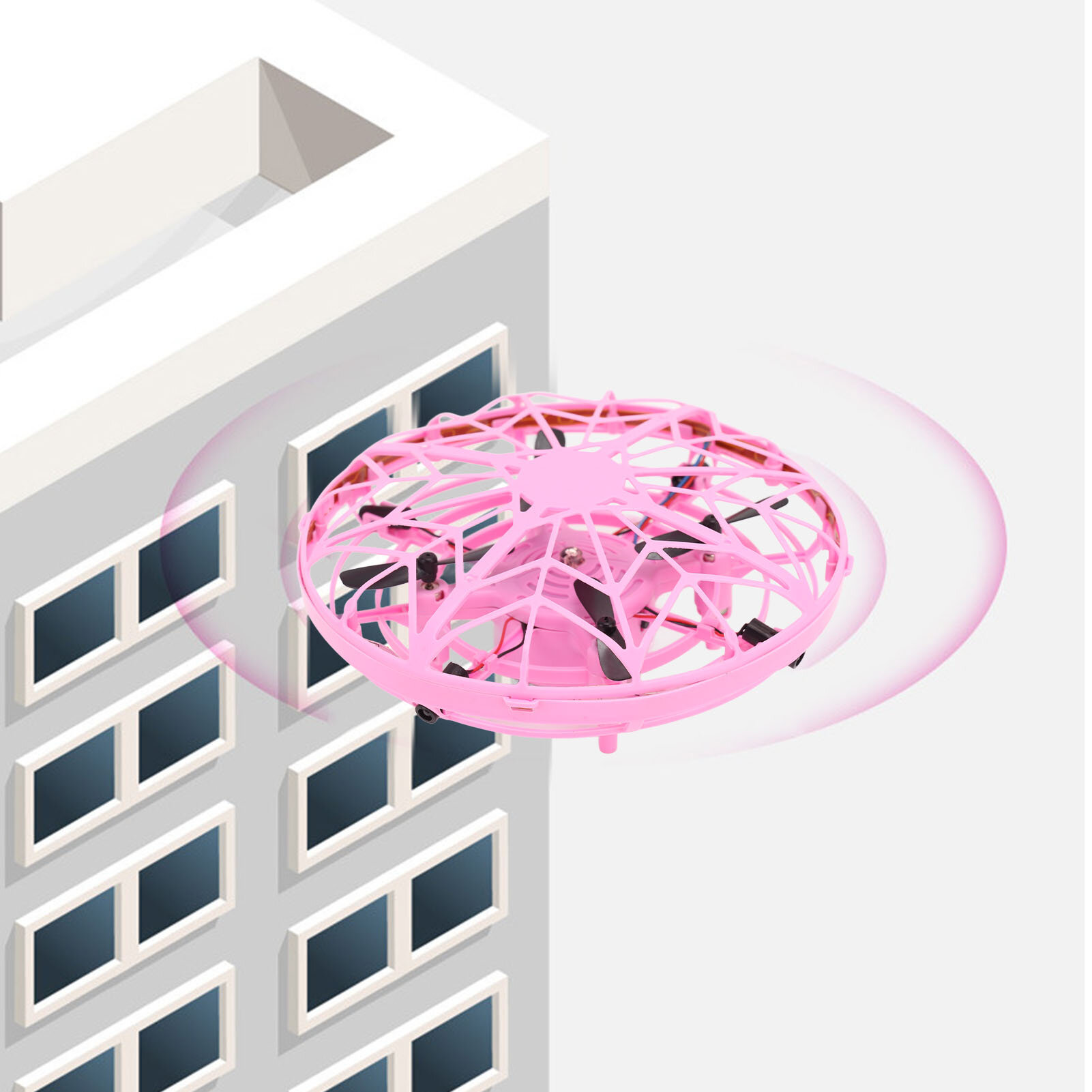 НЛО Мини Ручной Дрон Датчик Движения Летающий Шар Игрушки Дрон со Светодиодной Подсветкой Индукционный Детский Дрон Игрушки Розовый