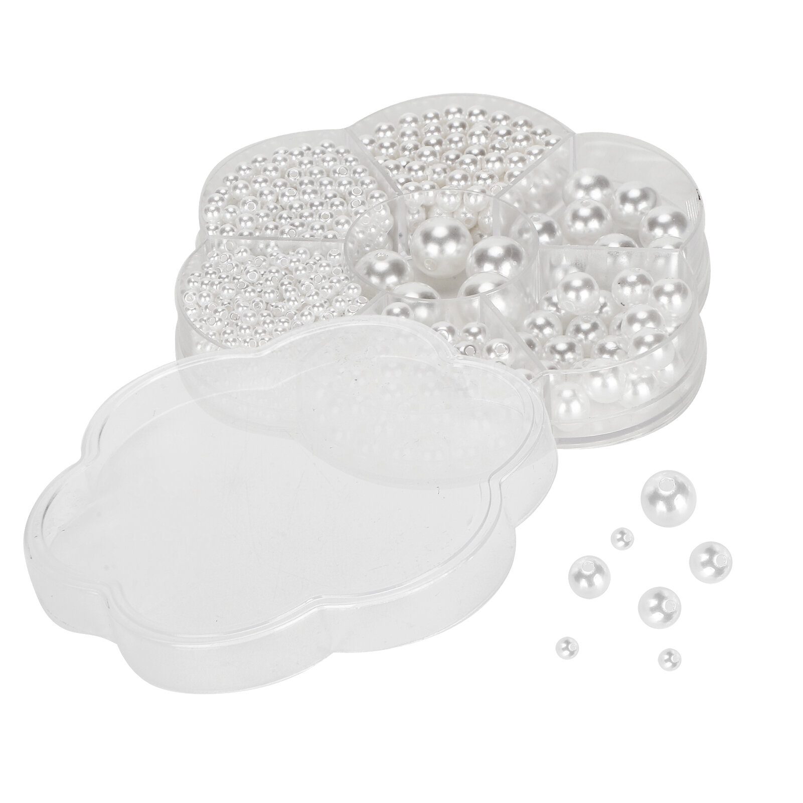 1150 шт. круглых перфорированных бусин с имитацией жемчуга белого цвета для самостоятельного изготовления декоративных украшений