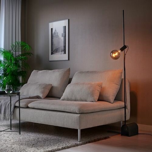 IKEA, HARSLING/MOLNART, торшер, черное/серое прозрачное стекло, лампочка E27 и штекер конвертера в подарок от продавца. -kpa