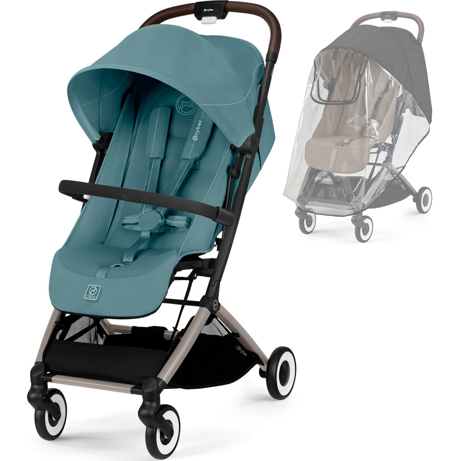 Cybex Orfeo 2025 компактная прогулочная коляска с дождевиком и бампером, цвет Stormy Blue шасси TPE, с рождения до 4 лет