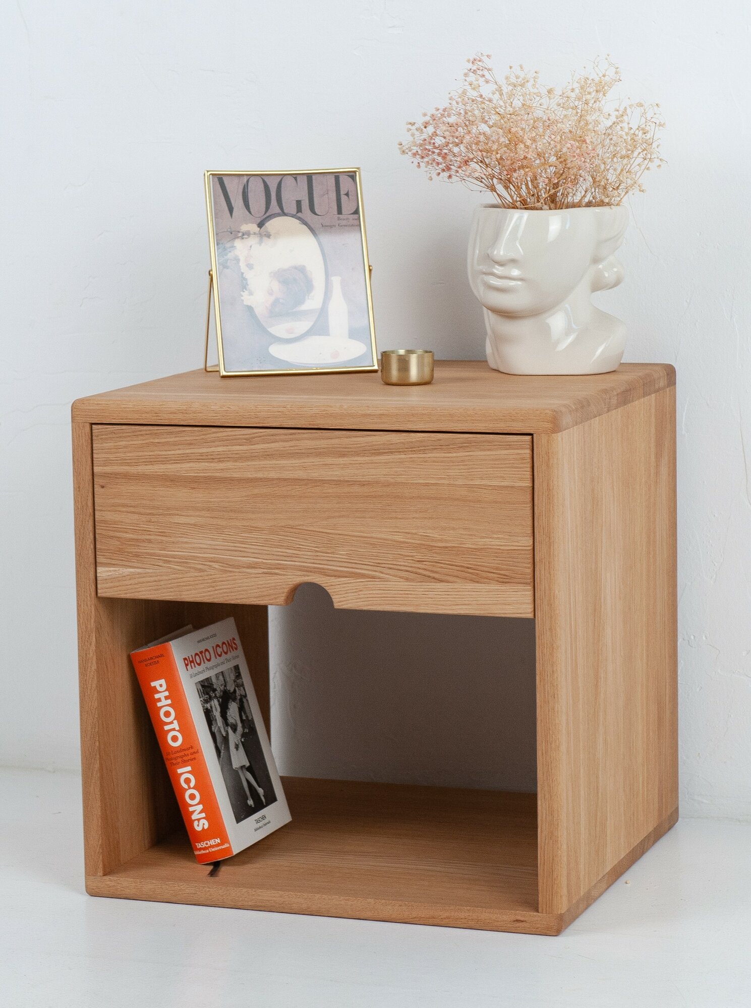 Тумба прикроватная SONOMA Home из массива дуба, ручная работа, покрытие бесцветным масло-воском, 45х45х40 см