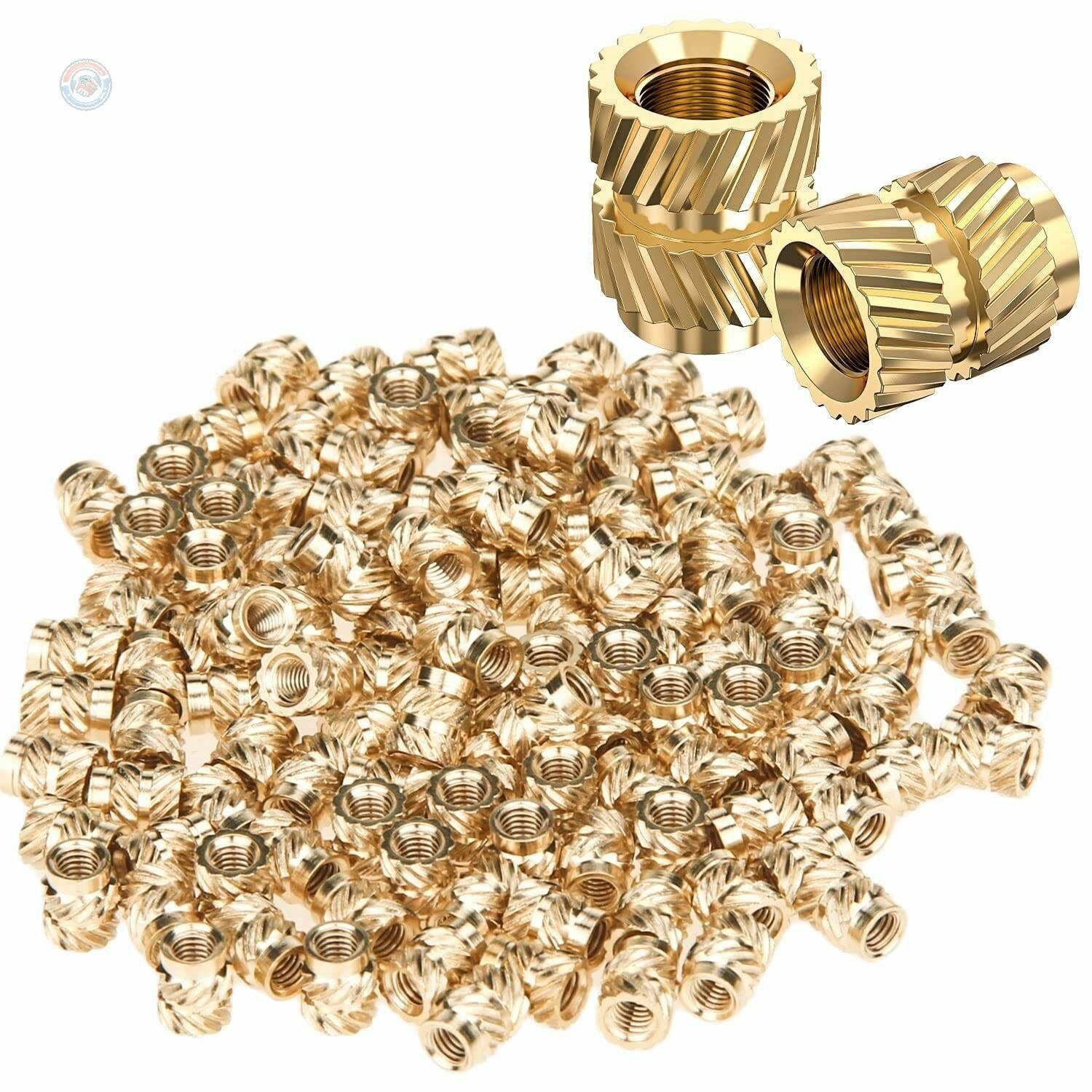 Комплект закладных латунных гаек М3 для литья под давлением, 120 шт, золотистые втулки с направляющей, быстрая установка без зенковки