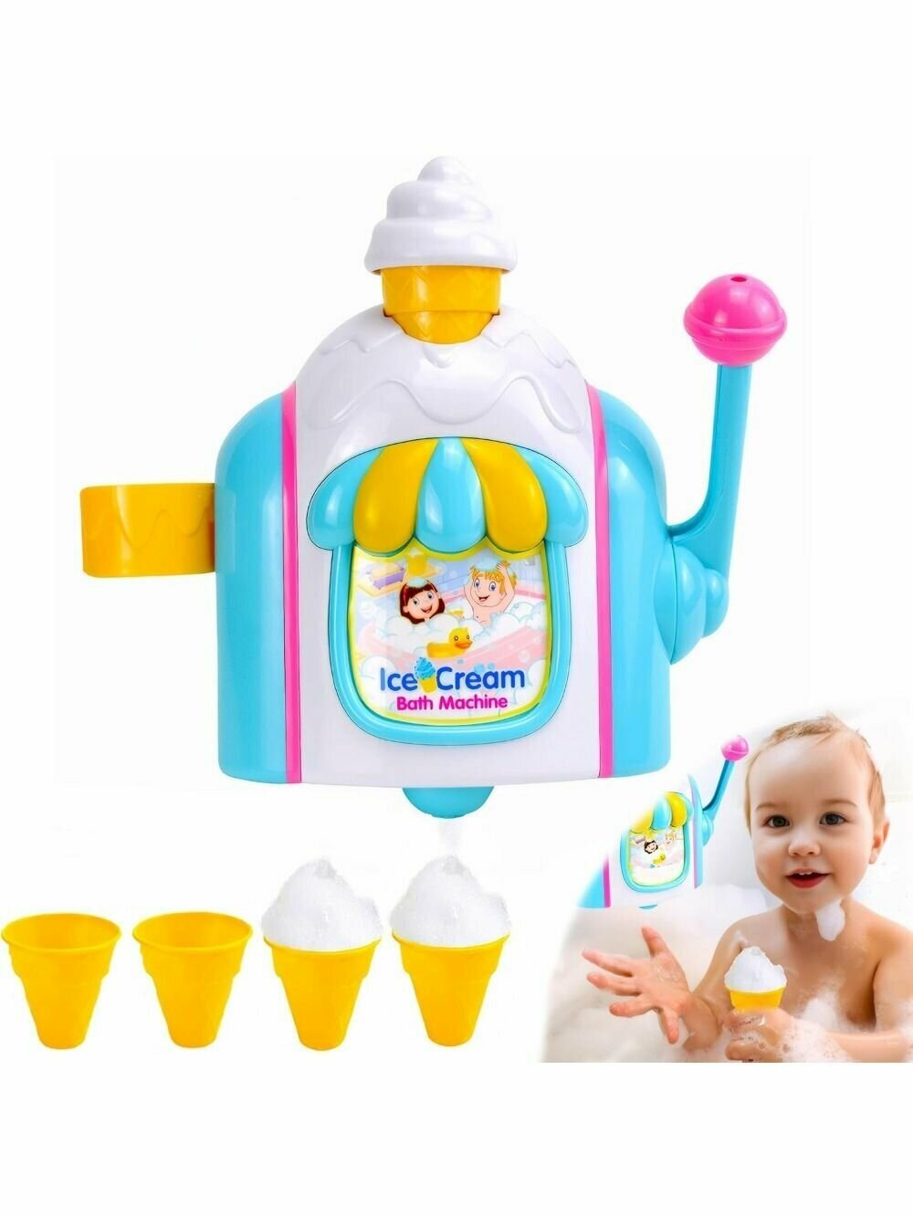 Игрушка для ванны с пузырьковым мороженым, Игрушки для душа с пузырьковой машиной для ванны для детей младшего возраста