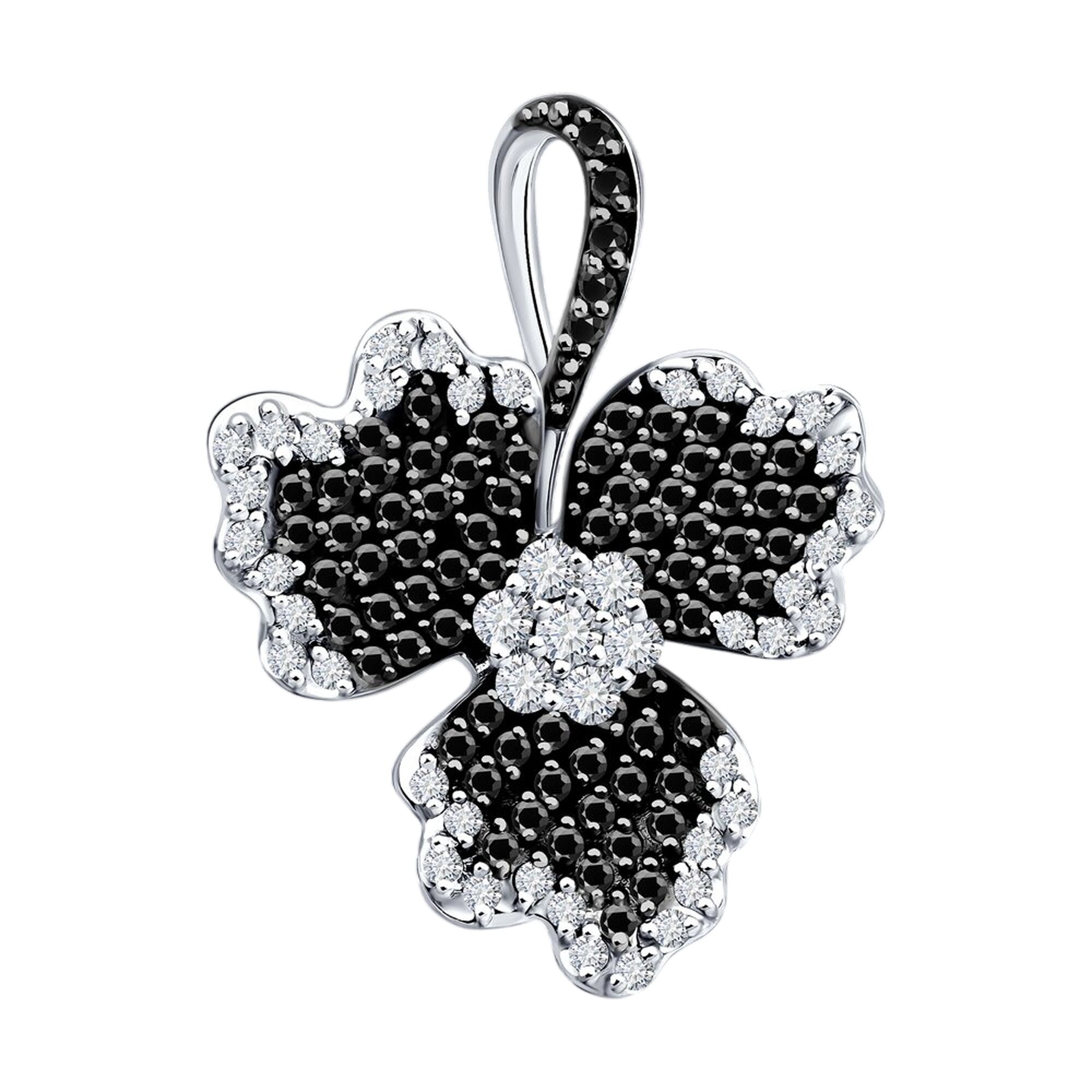 Подвеска, белое золото, 585 проба, бриллиант