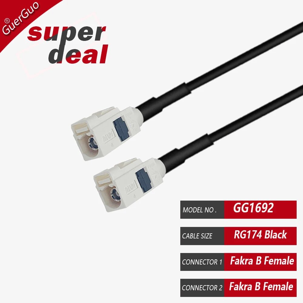 GuerGuo Fakra RG174 Коаксиальный кабель 5M, Fakra B F to B F