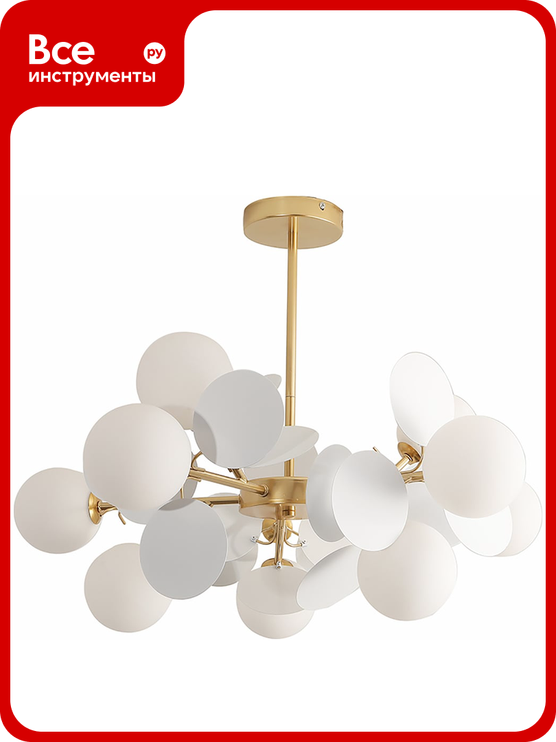 Люстра Балтийский светлячок 8 плафонов с лепестками, белая WL-10008