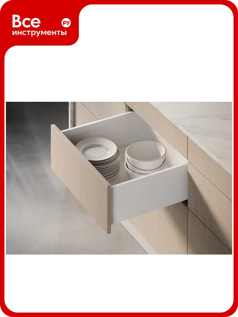 Выдвижной, GTV, ящик GTV AXIS PRO push to open L-550 мм, средний H-120 мм, белый PB-AXISPRO-P2O-KPL550B1